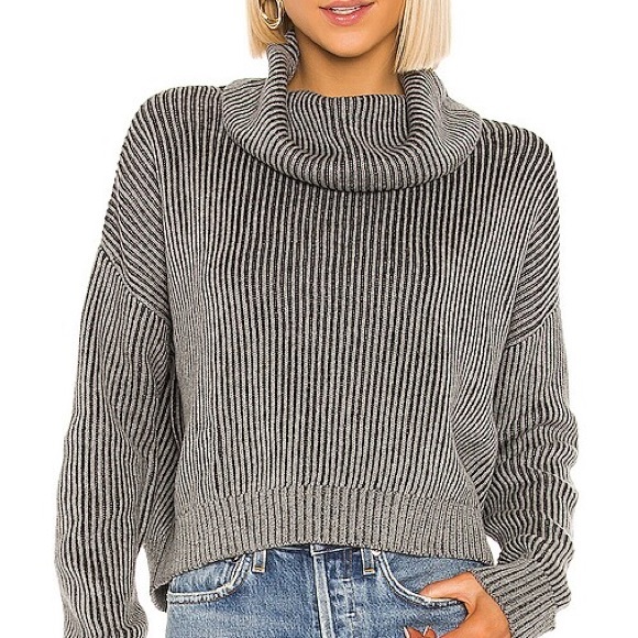 REVOLVE | Sweaters | Revolve Gray Cowl Neck Sweater With Ribbed Pattern ...